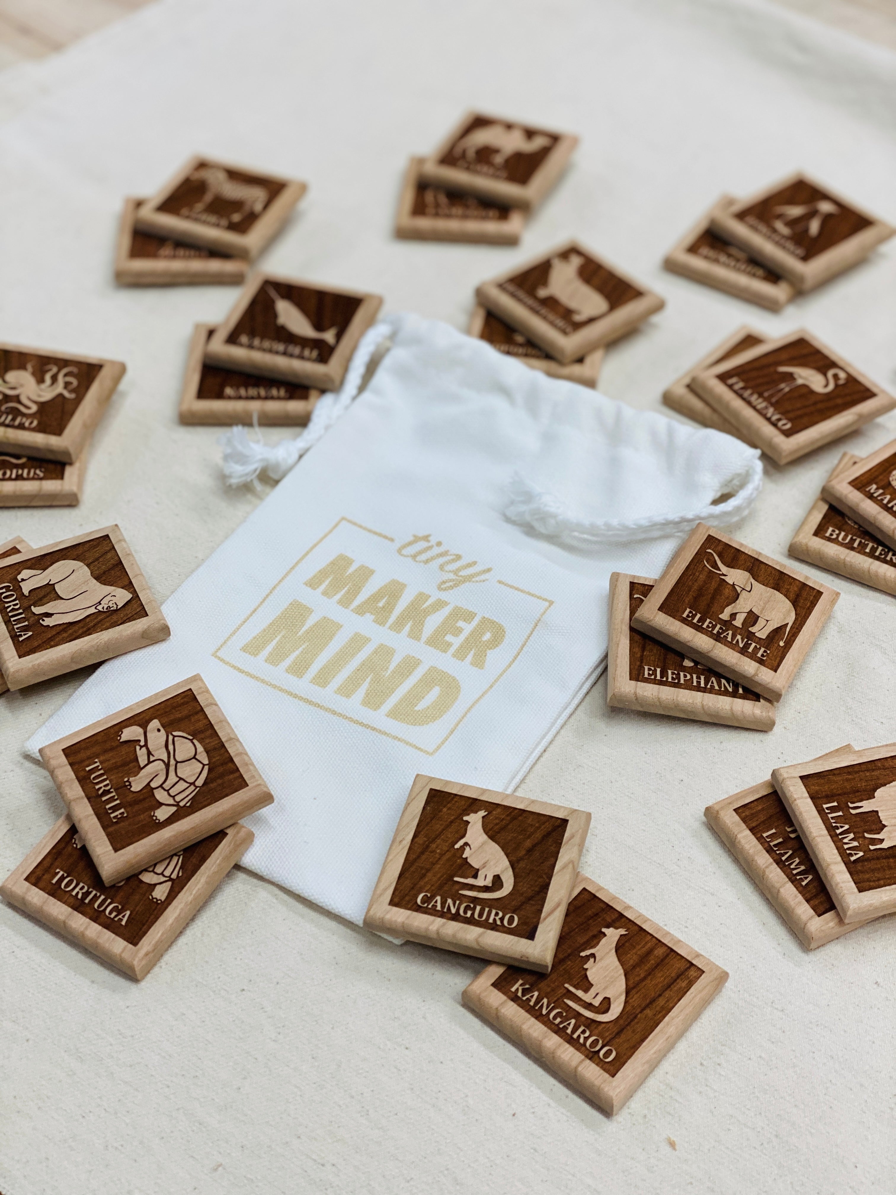 Spanish Bilingual Animal Matching Memory Game – Maker Mind Toys